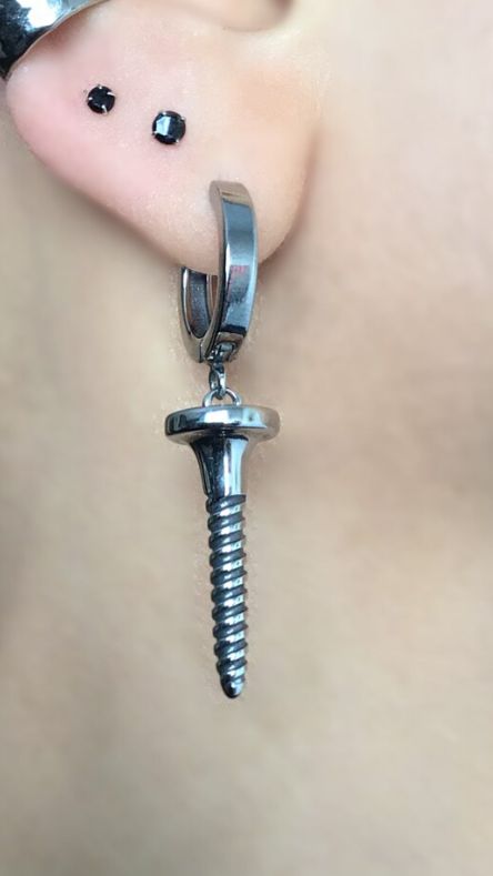 Серьги-конго с подвесками "Стальные шурупы" от StarfallShop