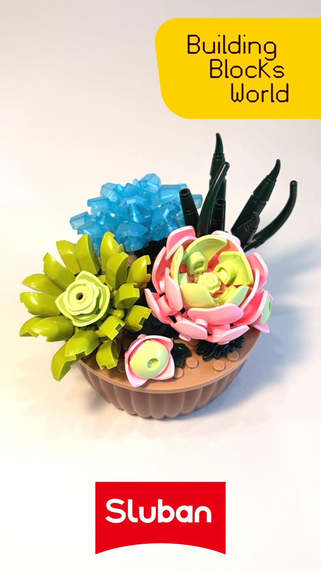 Сборка конструктора "Sluban" серия "PLEYERID" (M38-P8081) Potted plant (Суккуленты) #sluban