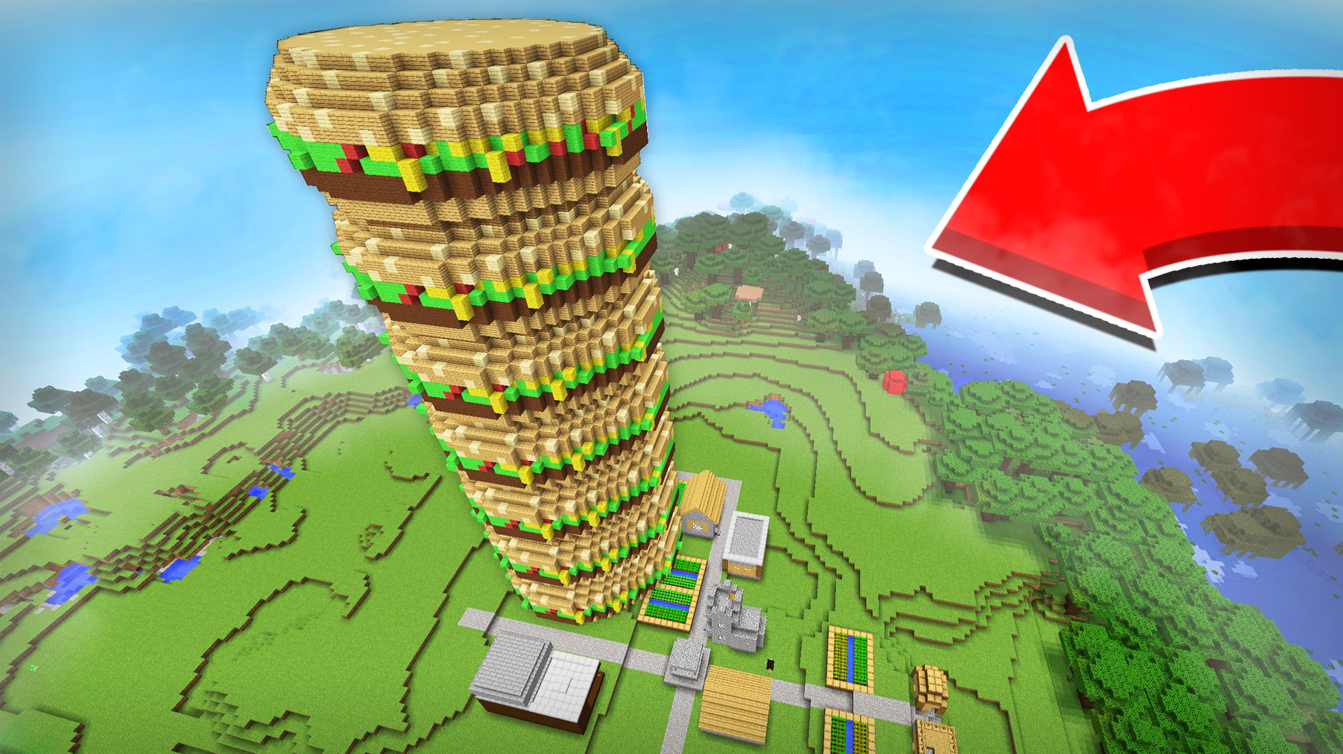 Я ПОСТРОИЛ ГИГАНТСКИЙ БУРГЕР ДЛЯ ЖИТЕЛЕЙ ДЕРЕВНИ В МАЙНКРАФТ | Риколит Minecraft