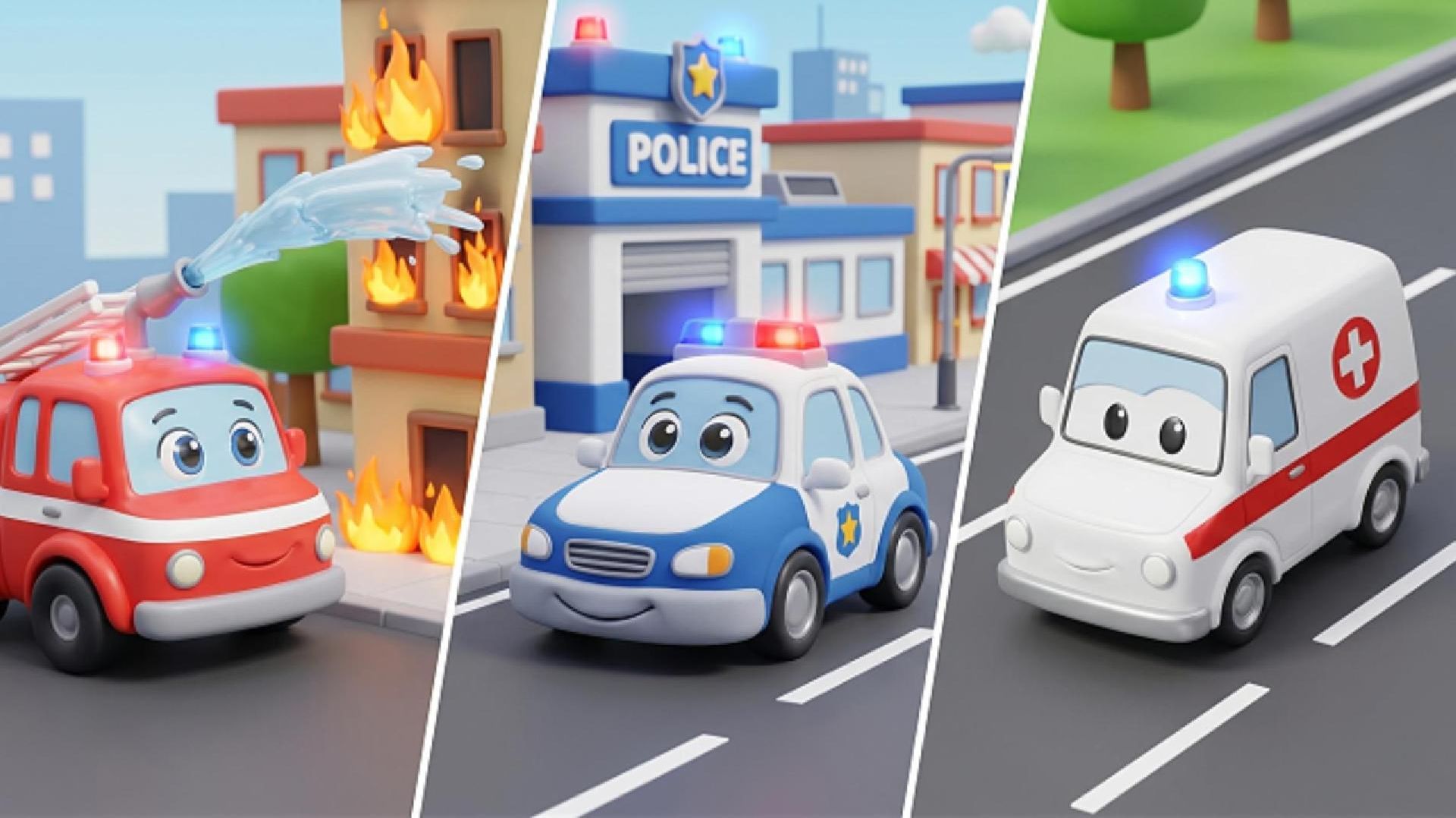 Машины помощники 🚒🚓🚑 Веселые песенки для детей | Мульти Двор