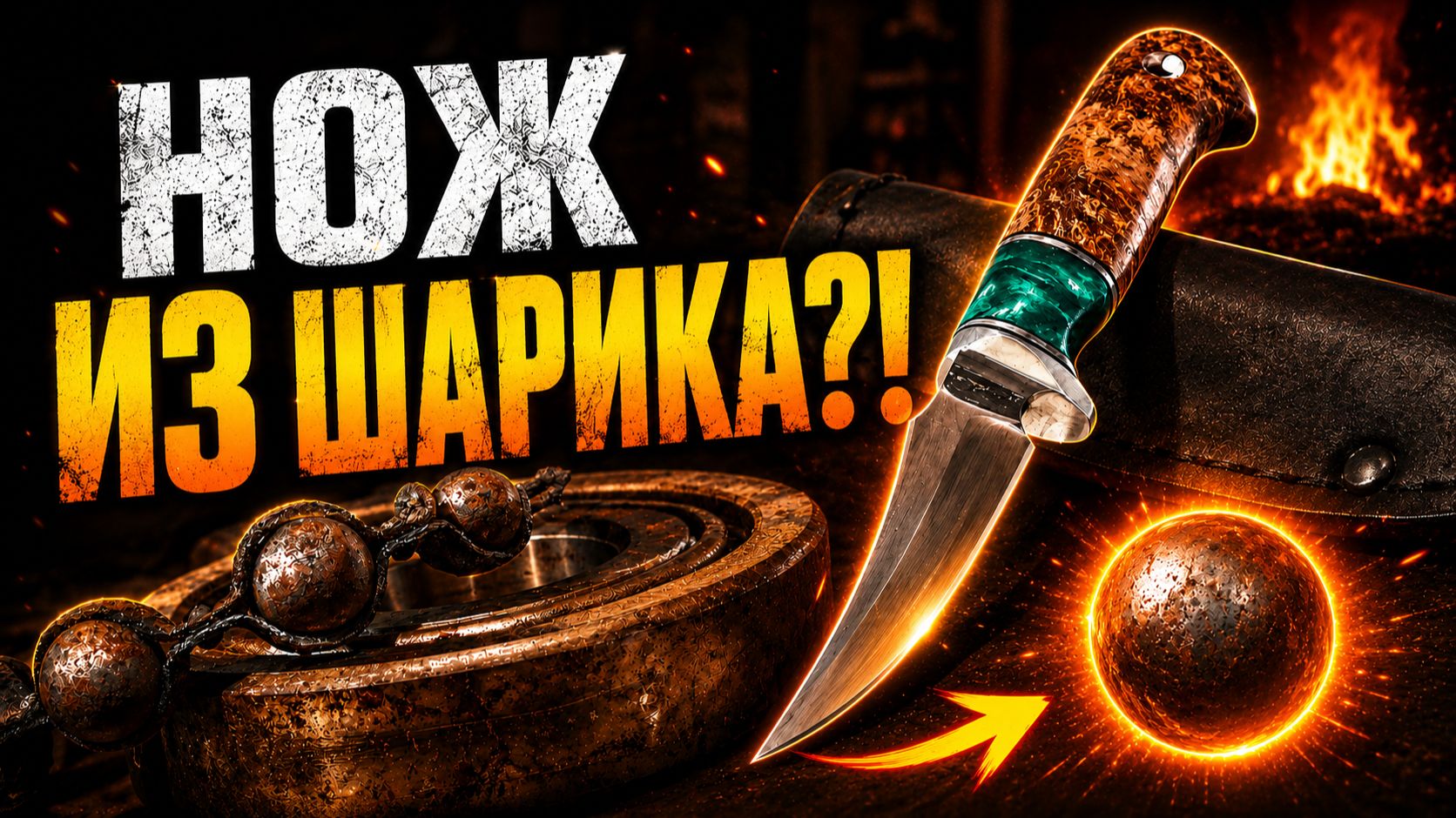 Сделал НОЖ из металлического ШАРИКА! Полный процесс
