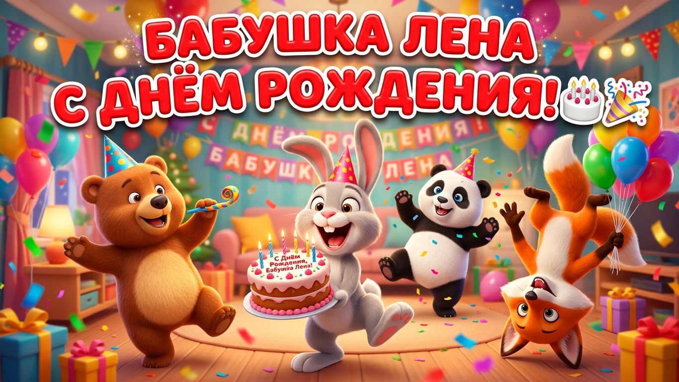 🎂 Бабушка Лена — С Днём Рождения! 🎉