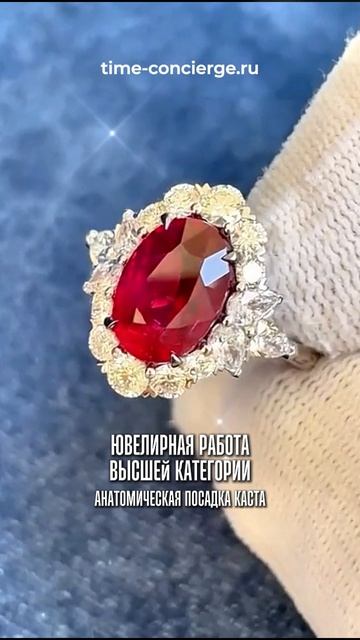 💎 Кольцо с натуральным не гретым рубином 4,14 ct в цвете Vivid Red «Pigeon's Blood» огранки «Овал»