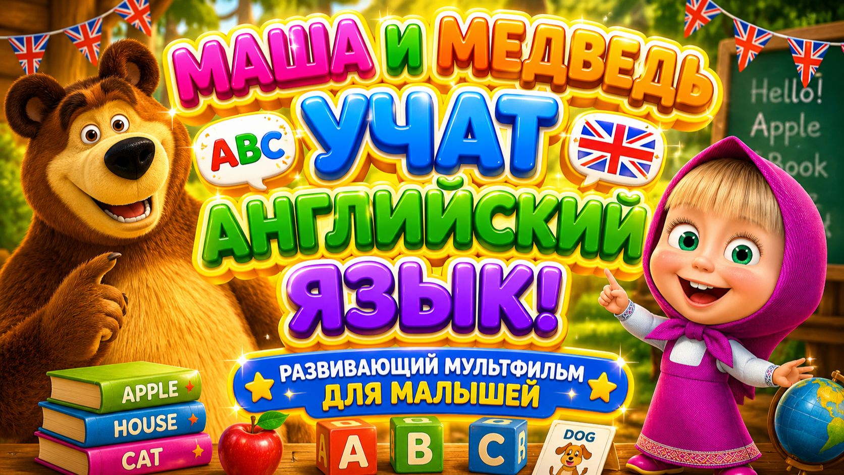 Маша и Медведь учат английский язык! 🇬🇧📚 Развивающий мультфильм для малышей ✨