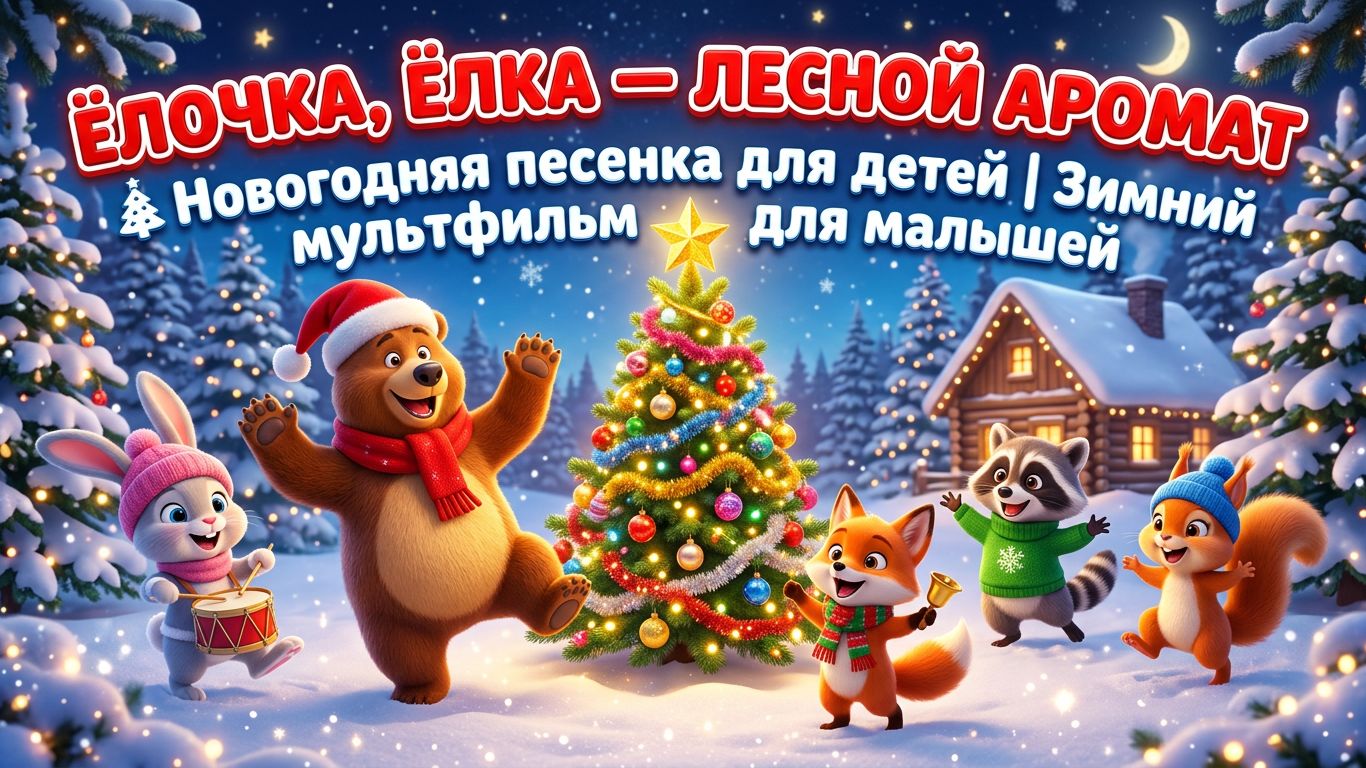 Ёлочка, ёлка — лесной аромат 🎄 Новогодняя песенка для детей | Зимний мультфильм для малышей