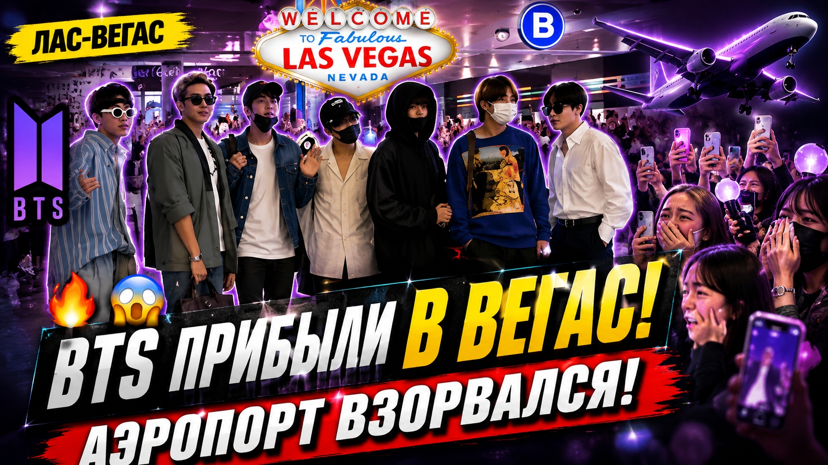 🔥😱 BTS прибыли в Лас-Вегас! Аэропорт взорвался от криков Арми!