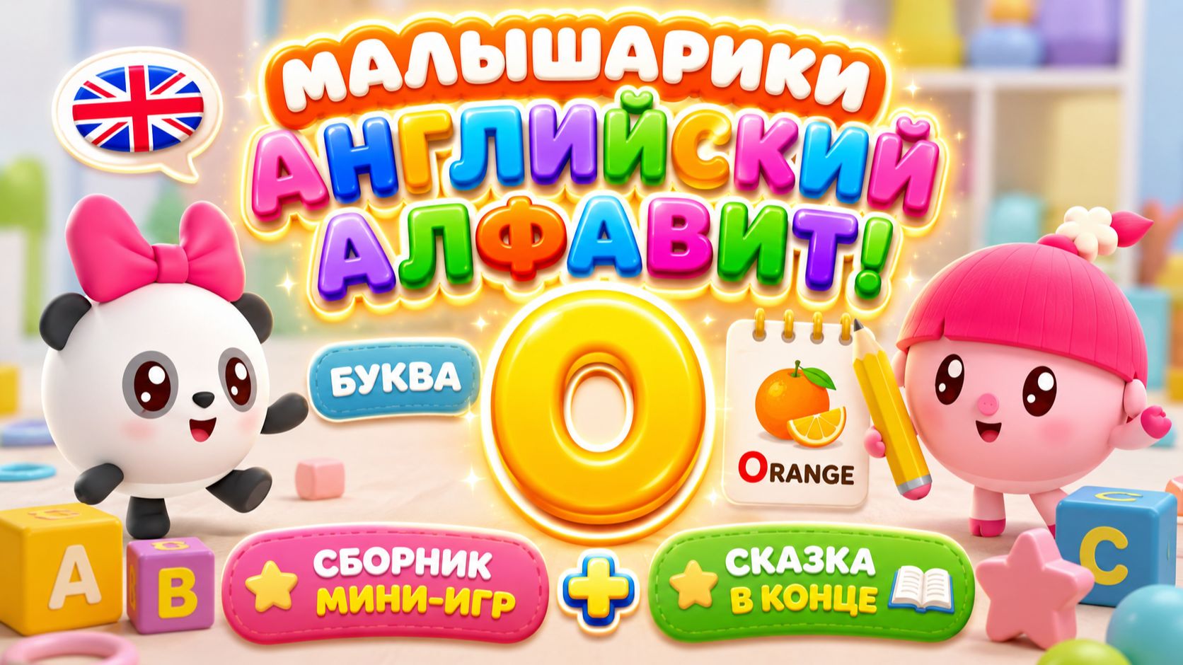 Малышарики — Английский алфавит! Буква O 🇬🇧📚 Сборник мини-игр 🎮 + Сказка в конце