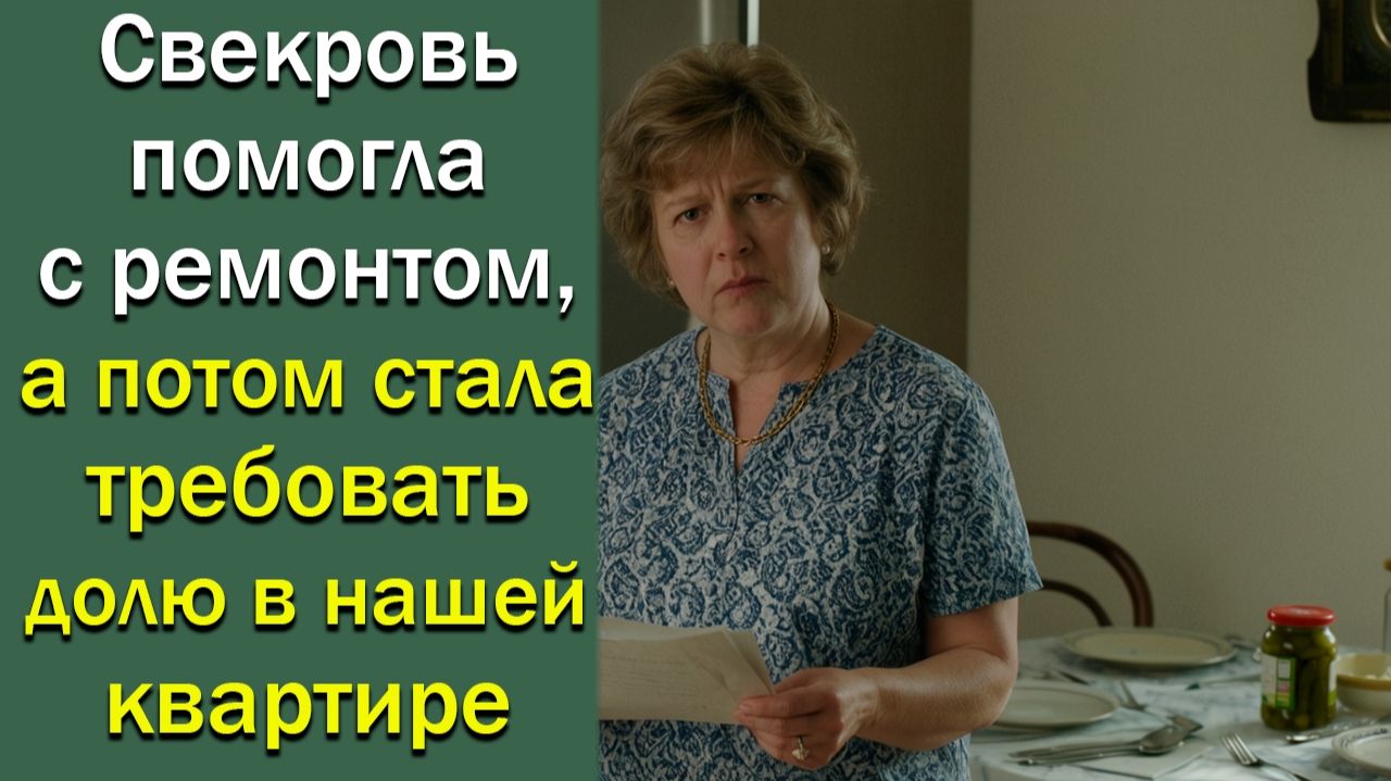 Свекровь помогла с ремонтом, а потом стала требовать долю в нашей квартире