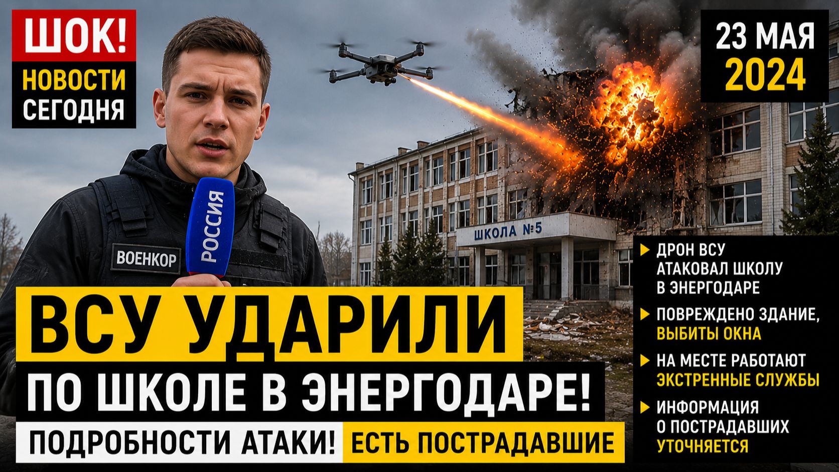 💥 Взрывы ШОК! ВСУ Ударили по школе в Энергодаре! Подробности атаки!