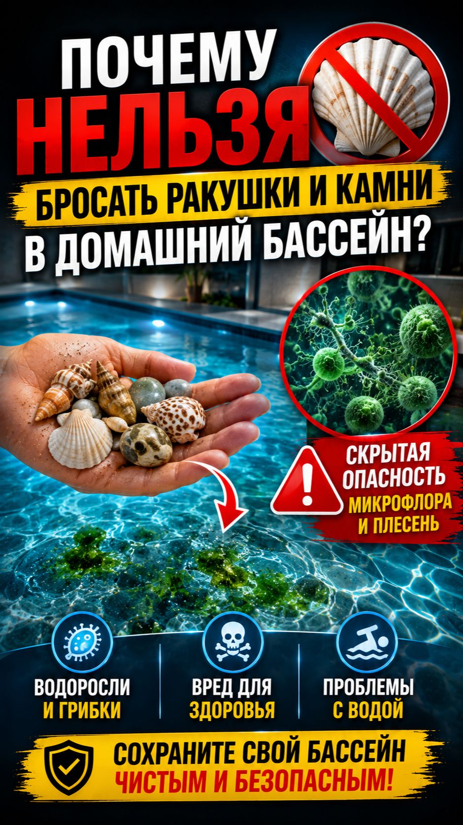 Ракушкам из моря не место в бассейне!