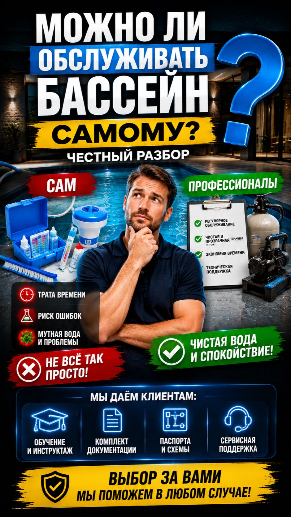 Можно ли обслуживать бассейн самому?