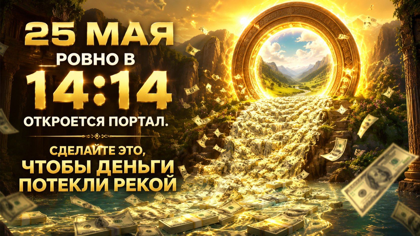 25 мая ровно в 14_14 откроется портал. Сделайте и деньги польются рекой.