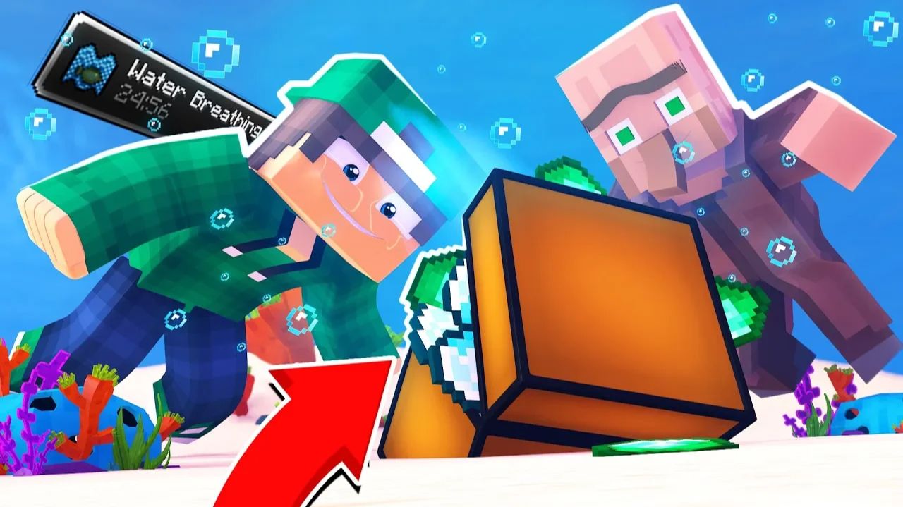 МЫ С ЖИТЕЛЕМ НАШЛИ ПОДВОДНЫЙ СУНДУК С СОКРОВИЩАМИ В МАЙНКРАФТ | Риколит Minecraft