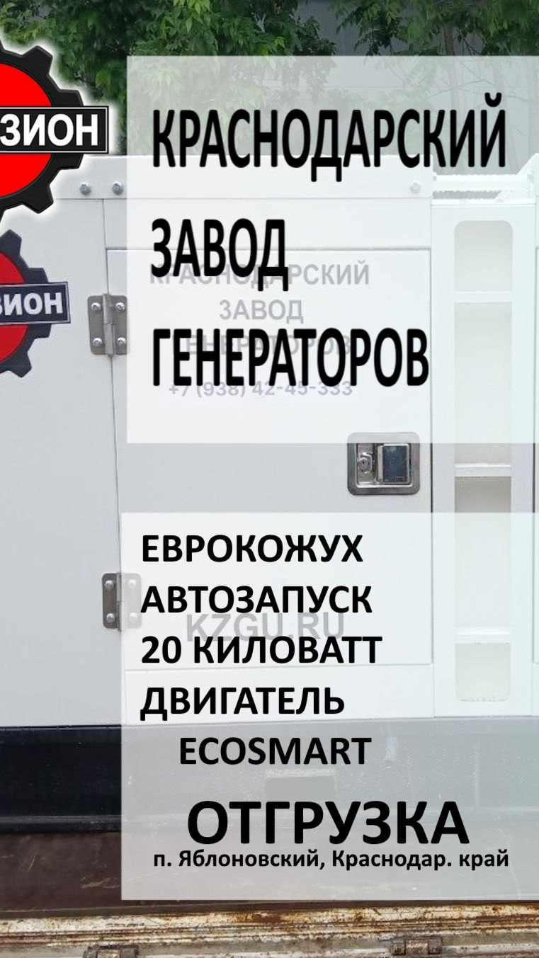 Дизельный генератор "Технозион" 20 кВт ECOSMART в еврокожухе с АВР для клиники в п. Яблоновский