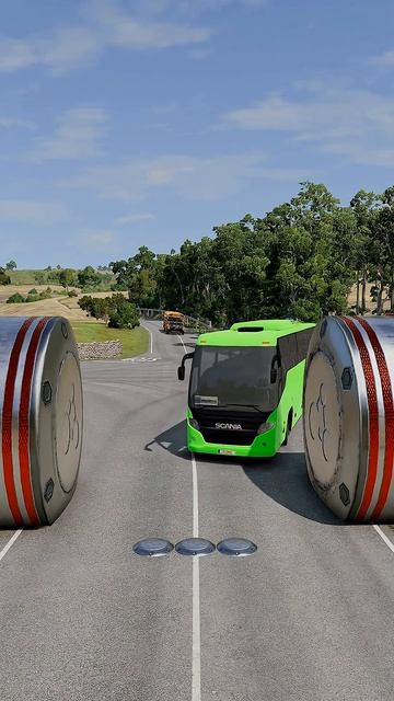 Городские автобусы и школьный автобус против гидравлического краша — BeamNG.drive #shorts