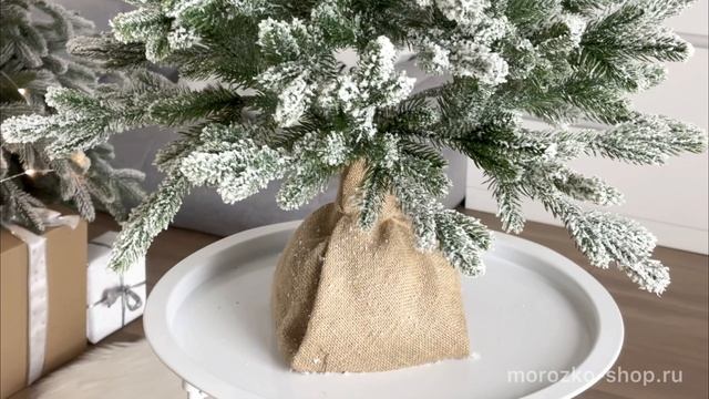 Настольная ель АДЕЛЬ, 90 см, заснеженная, хвоя 100% литая, АДЛ/ЗСНЖ-90