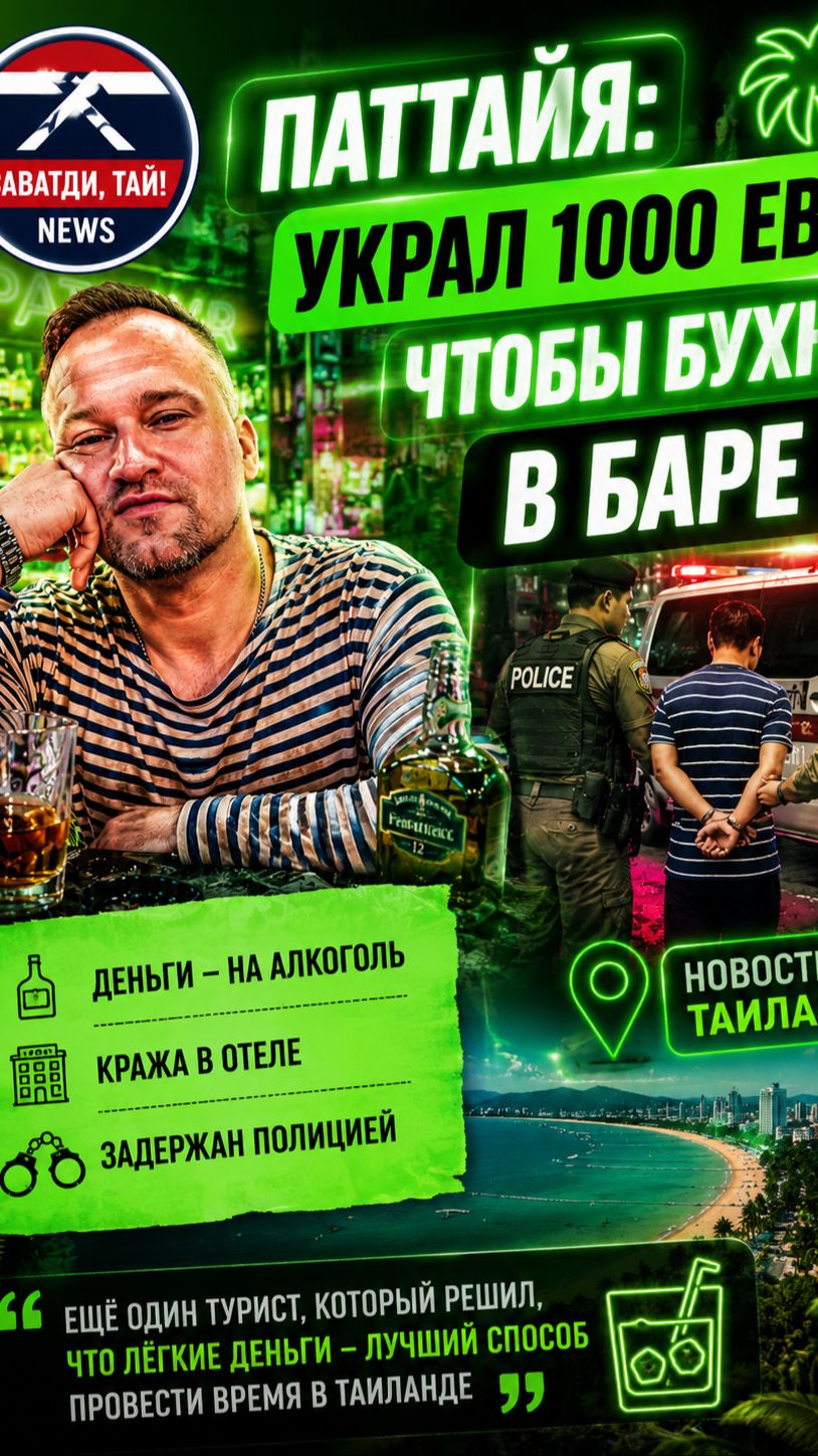 ПАТТАЙЯ: УКРАЛ 1000 ЕВРО, ЧТОБЫ БУХНУТЬ В БАРЕ #новости #news #новостисегодня