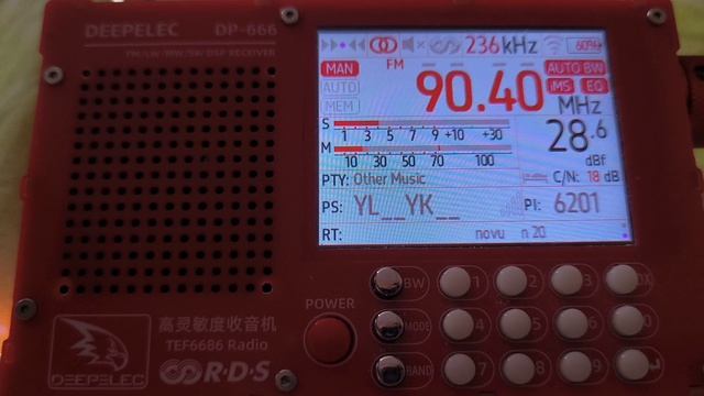 YLE Radio Yksi (Финляндия) 90,4 MHz (спорадик, ~1889 км)