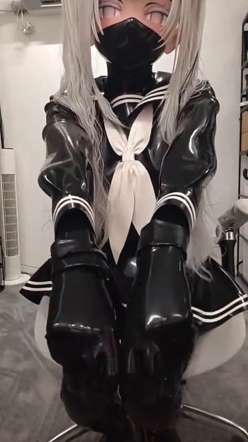 Mini ASMR Latex Kigurumi Schoolgirl Doll.