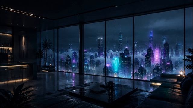 NEON RAIN LOFI 🌫️ Тёмный Пентхаус над Туманом | Киберпанк Эмбиент | Музыка для Сна и Медитации