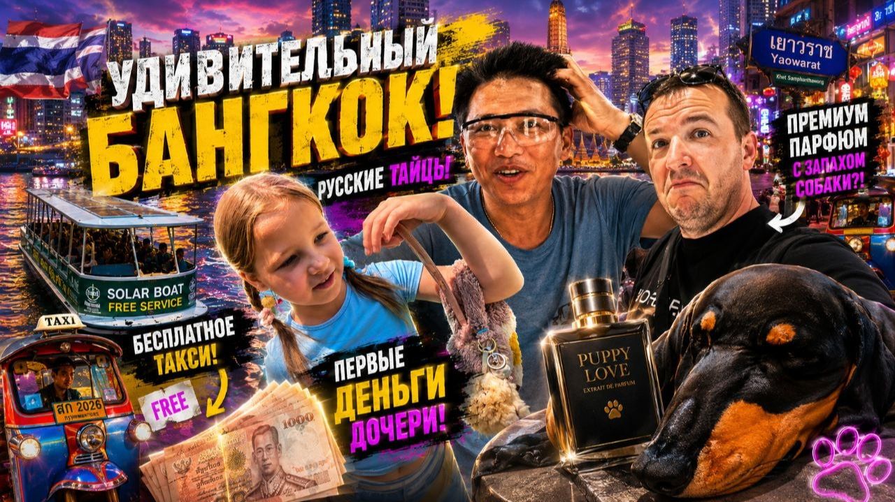 Удивительный Бангкок! Русские тайцы. Первые деньги дочери!  Собачий парфюм. Бесплатное такси?