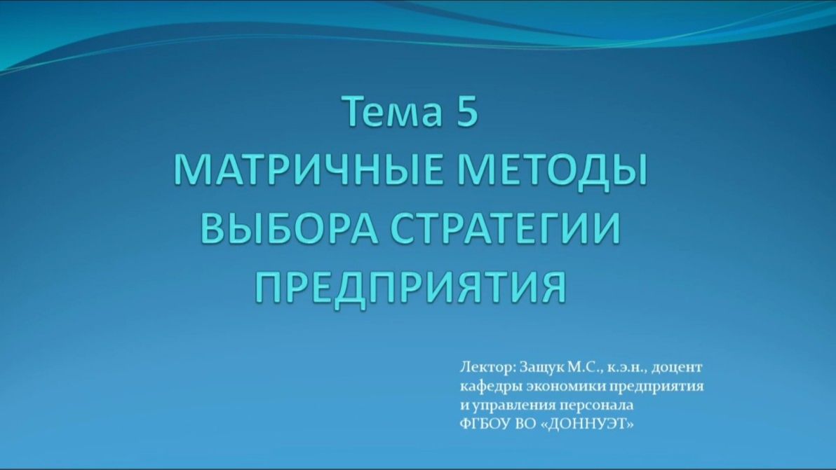 Матричные методы выбора статегии предприятия