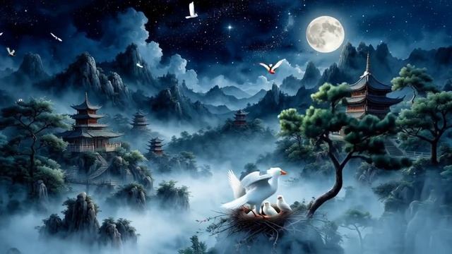 #футаж #Китайские_мотивы #анимация #птицы #горы