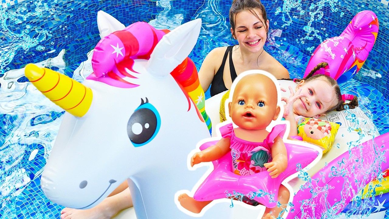 Вечеринка в бассейне с куклой 🧸 Майя и Беби Бон: купальники, игры и друзья | Для детей