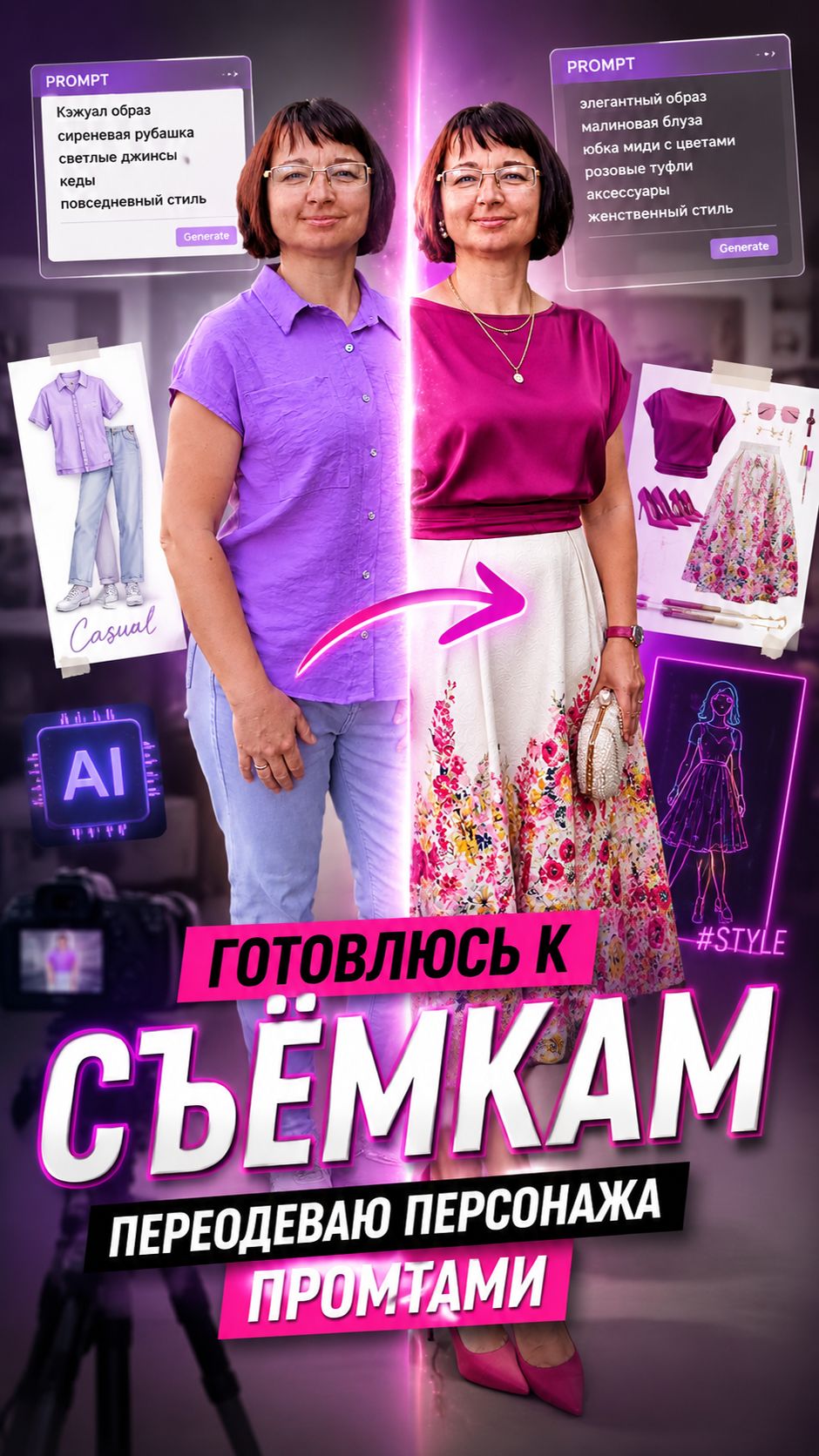 AI styling. Переодевание персонажа промтами