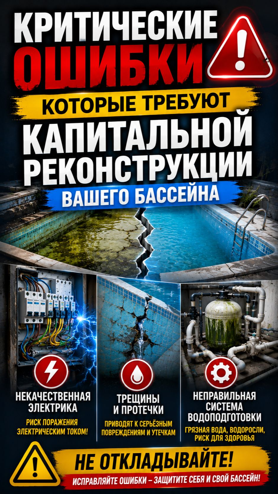 Критические ошибки, которые требуют реконструкции вашего бассейна