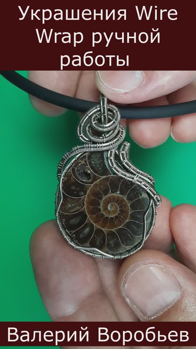 Кулон из проволоки и аммонита. Украшения ручной работы Wire wrap Валерия Воробьева