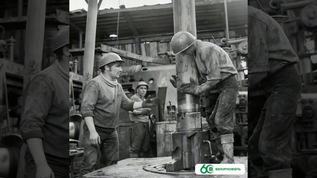 Спуск технической колонны производят буровики из бригады А. Кочкурова, 1970-е гг. // Белоруснефть