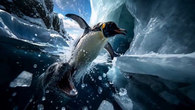 Rescatando a un pingüino rápido y ágil de un monstruo marino.