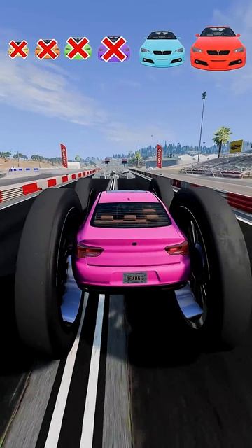 Разноцветные маленькие и большие машины против бетонной стены — BeamNG.drive #shorts