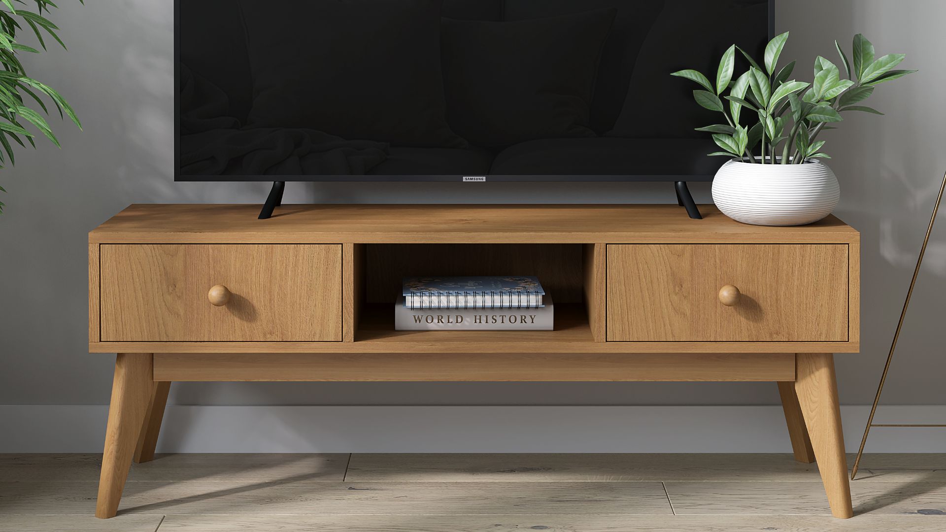 Тумба под телевизор "Лагом Wood" (115х36х43 см.)  в цвете "дуб Корбридж" (016OZ)