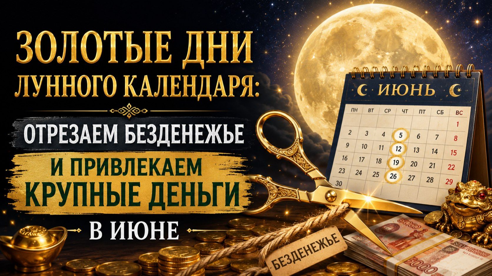 Золотые дни. Отрезаем безденежье и привлекаем крупные деньги в июне.