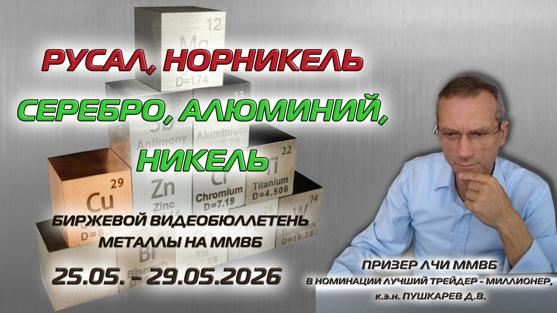 РУСАЛ, НОРНИКЕЛЬ | СЕРЕБРО, АЛЮМИНИЙ, НИКЕЛЬ | БИРЖЕВОЙ ВИДЕОБЮЛЛЕТЕНЬ МЕТАЛЛЫ С 25.05 ПО 29.05.26