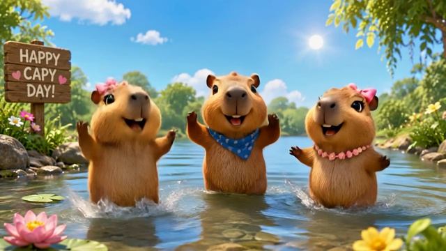 Капибары танцуют в воде — весёлая песенка для малышей | летняя музыка для детей | музыка для танцев