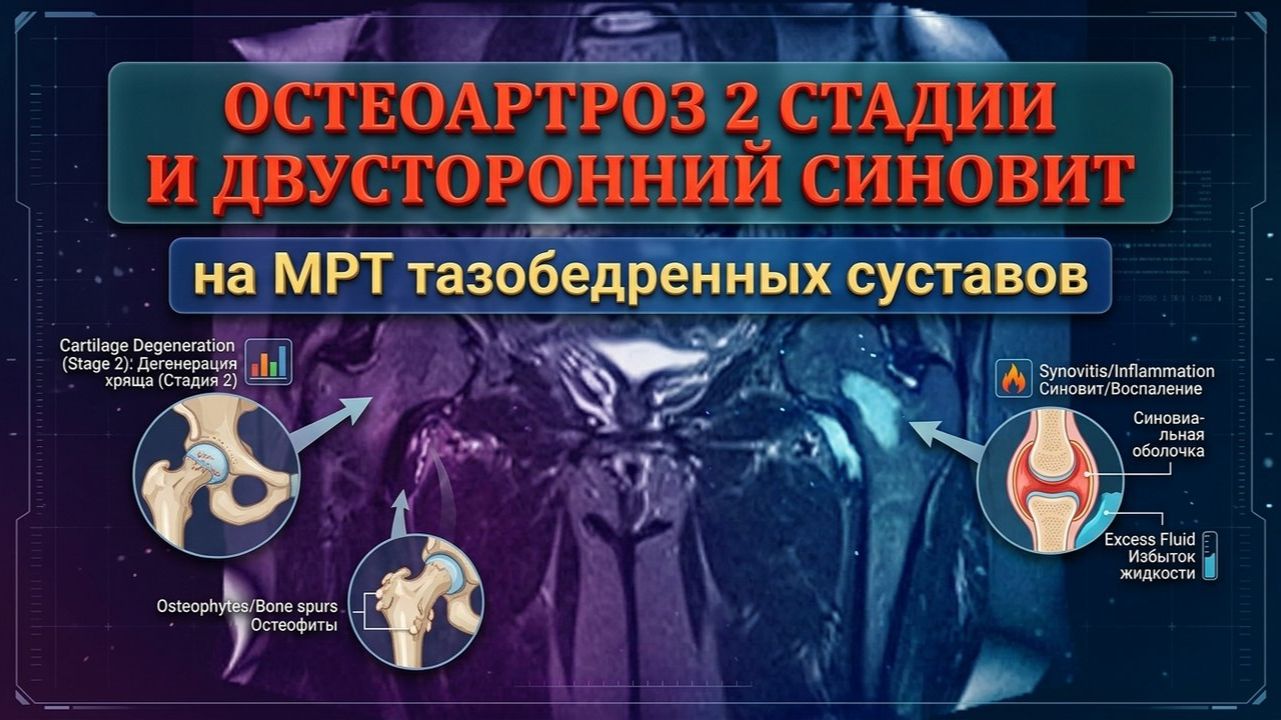 ОСТЕОАРТРОЗ тазобедренного сустава и двусторонний СИНОВИТ на РАСШИФРОВКЕ МРТ тазобедренных суставов