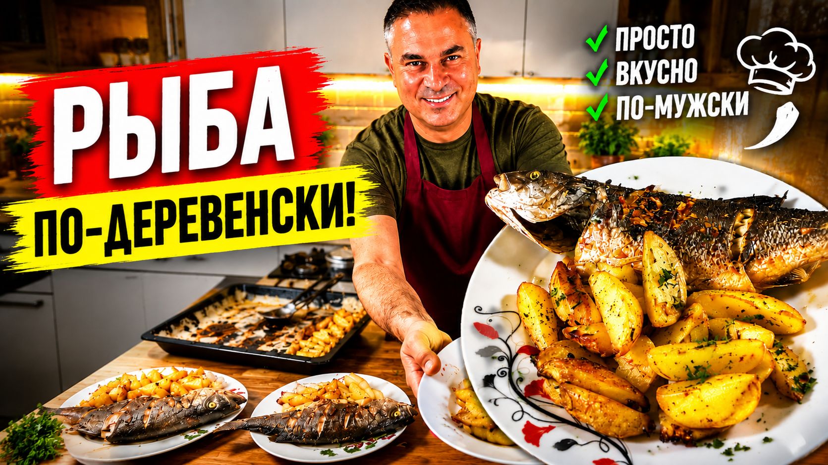 Муж готовит! РЫБА ПО-ДЕРЕВЕНСКИ! В духовке ПОНРАВИТСЯ ВСЕМ!  рецепты