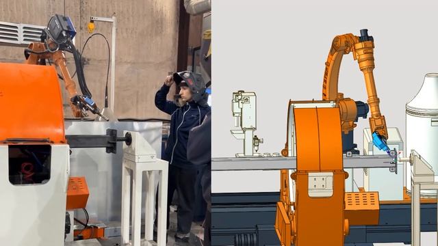 СПРУТКАМ. Приварка опорной плиты и проушин к колонне роботом STEP SA8-1800