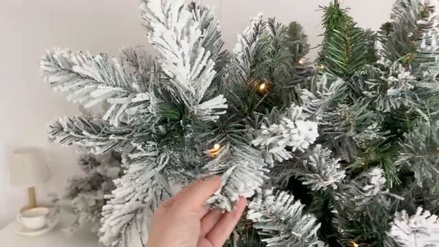 Подвесная ель НЬЮАРК, зелёная заснеженная, ПВХ, 50 тёплых белых LED-огней, 1 м, 31NEWFL100LB