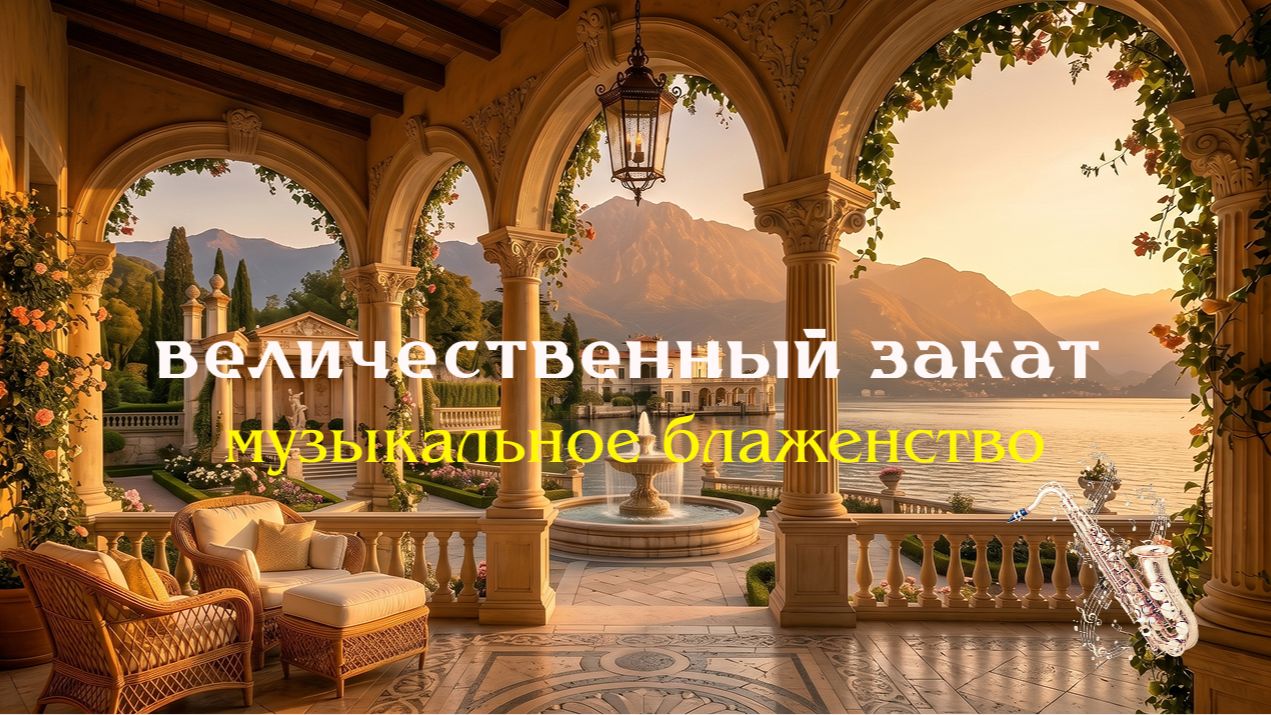 Золотой час на озере  2 часа глубокого расслабления  Пейзажи средиземноморской виллы