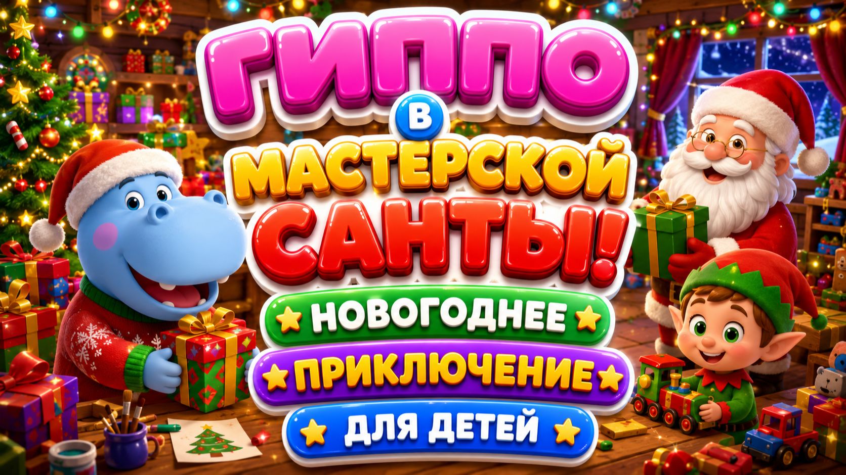 🎄 Гиппо в мастерской Санты! 🎁🦛 Новогоднее приключение ✨ Развивающий мультфильм для детей