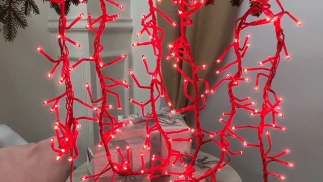 Электрогирлянда Фейерверк объёмная (Cluster lights) 200 красных микроламп 2 м, FC200-R-E