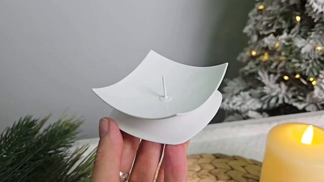 Подсвечник-блюдце РЭСТИ, металл, белый, 7х3 см, 890420