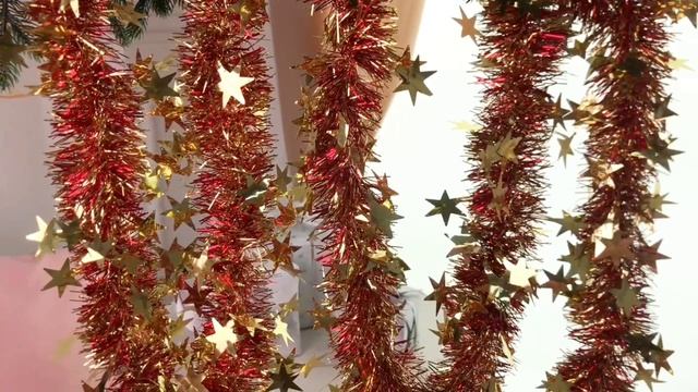 Мишура СОЗВЕЗДИЕ, 6.5 см х 2 м, красная с золотым, М0404