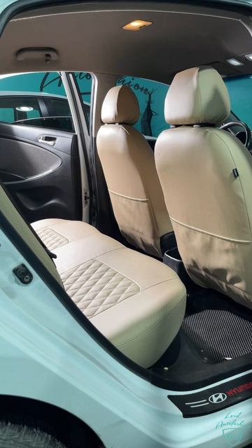 Установка авточехлов в Hyundai Solaris 1 Модель Турин Ромб
