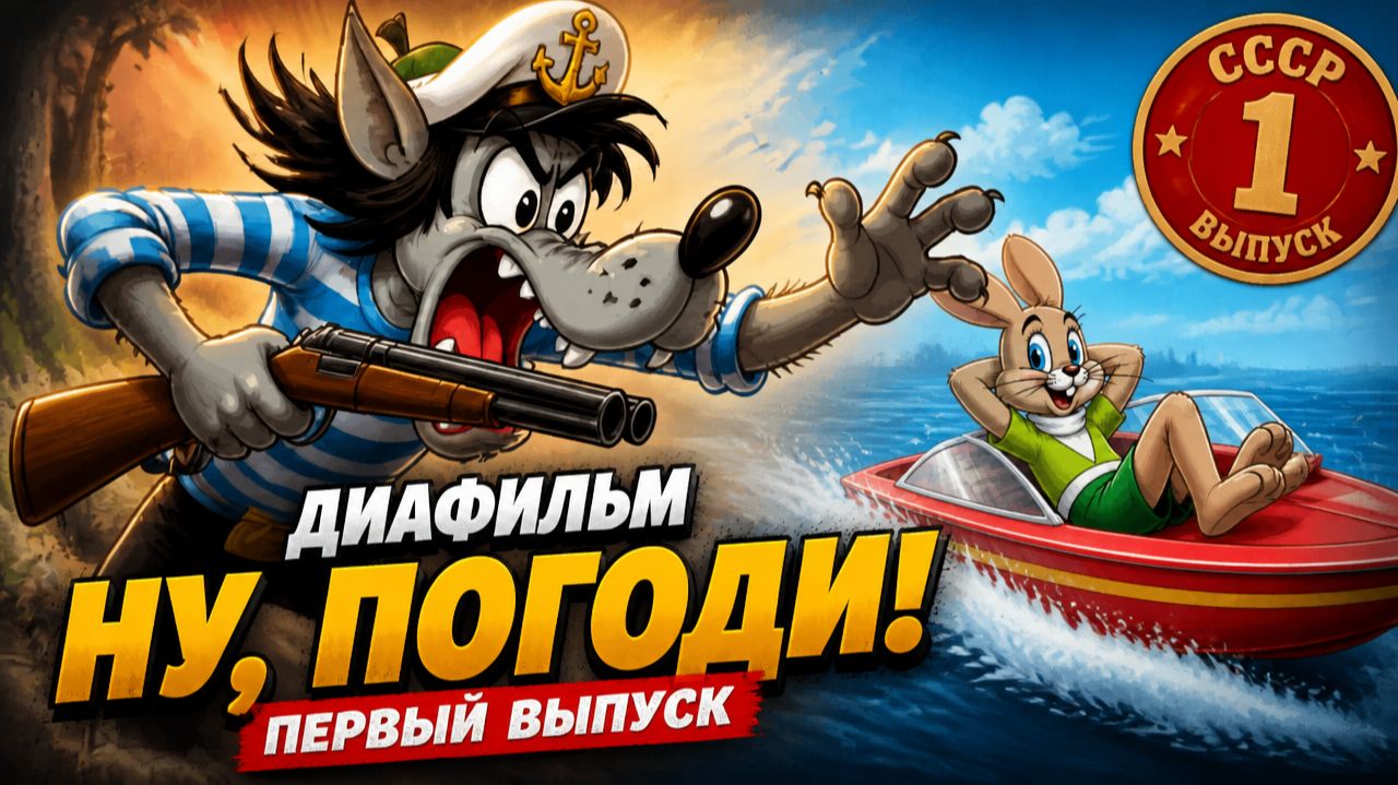 Диафильм. Ну, погоди! Первый выпуск. 1 выпуск.   СССР. (Озвученный)