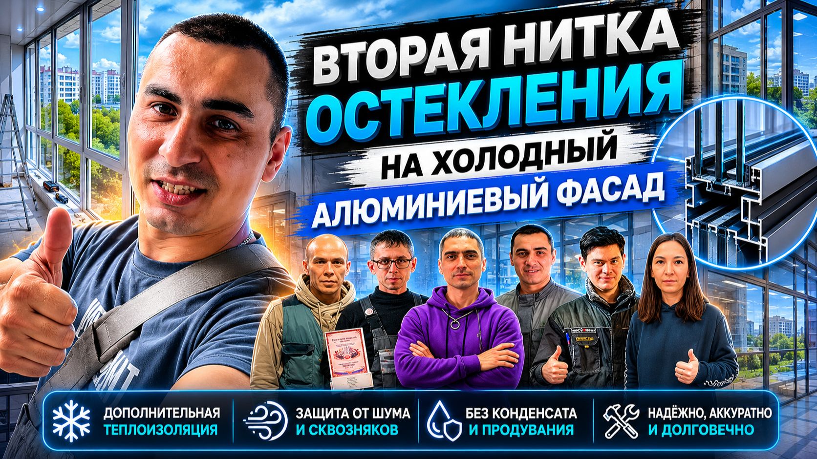Вторая нитка остекления на холодный алюминиевый фасад | Остекление в Уфе